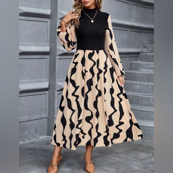 Passion of Essence | Dresses | Long Sleeve Geometric Print Pendulum ...